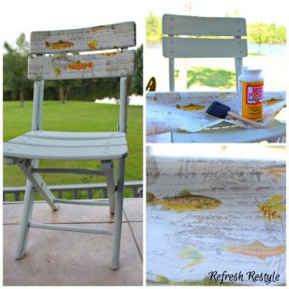 Decoupage with Mod Podge Chair Refresh - Refresh Restyle